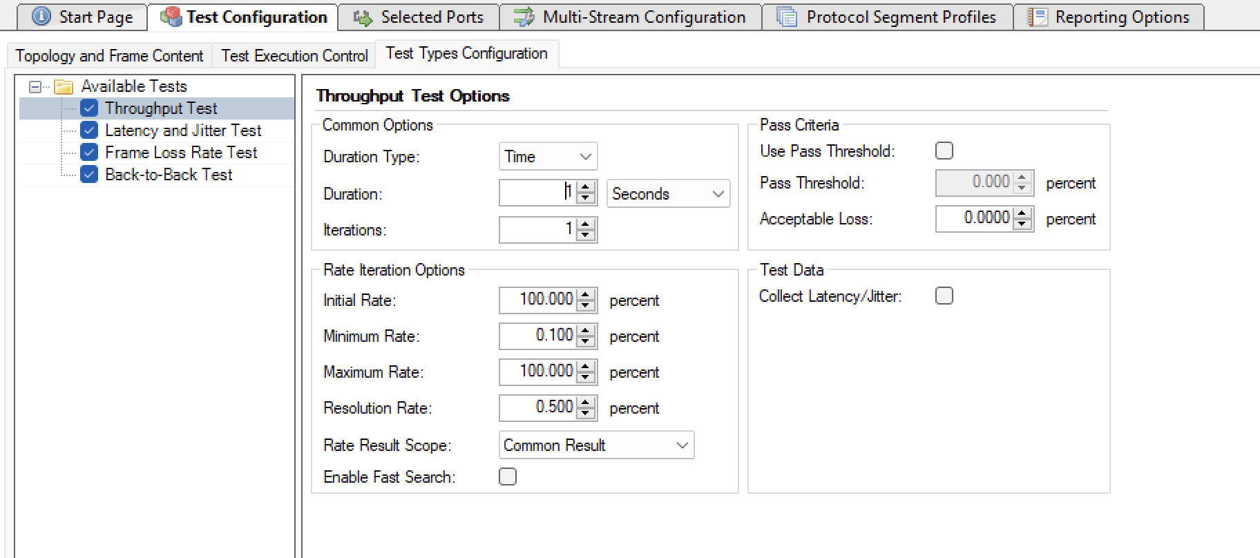 Throughput Test Options — Xena2544 User Manual